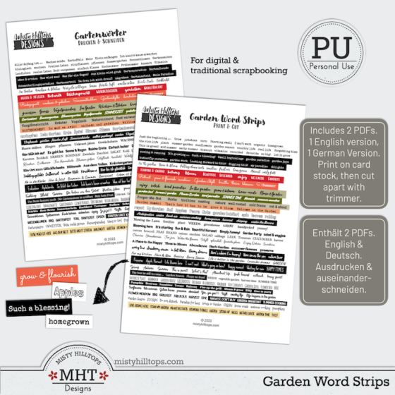 Freebie Friday: Word Strips Garden | Gartenwörter – Mistyhilltops