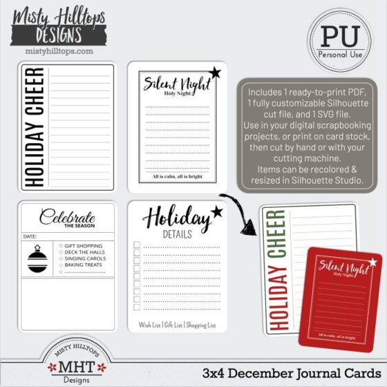 Freebie Friday: Journal Cards – December – Mistyhilltops